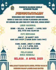 Pengumuman Libur Nasional dan Cuti Bersama Hari Raya Idul Fitri